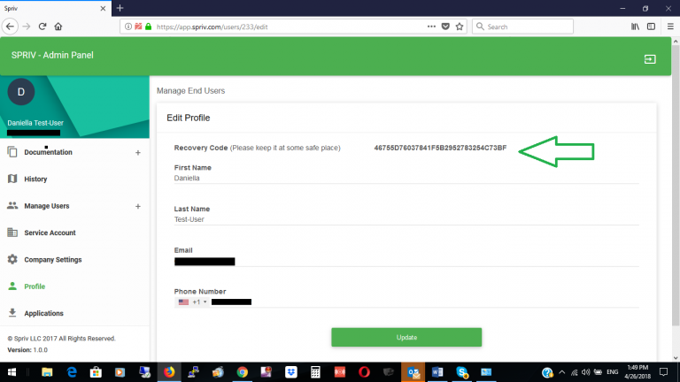 Spriv's Adaptive Two Factor Authentication control panel